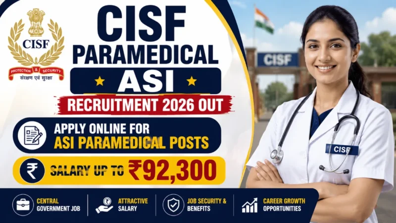 CISF Paramedical ASI Recruitment 2026 Out : Apply Online for 24 ASI ...