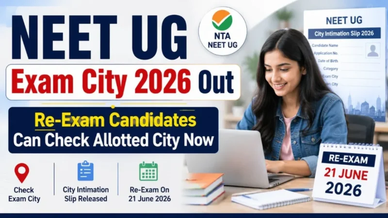 NEET UG Exam City 2026 Out : Re-Exam Candidates Can Check Allotted City Now